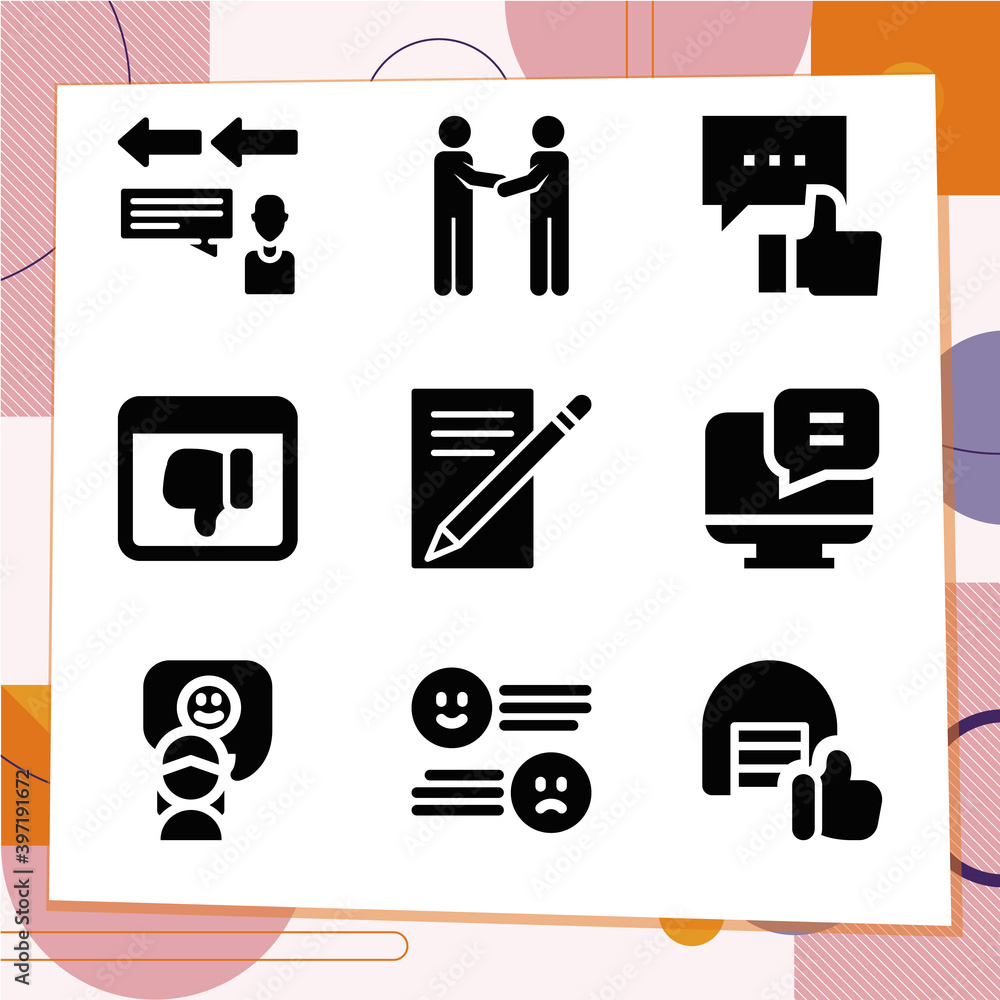 Simple set of 9 icons related to reactions Stock Vector | Adobe Stock