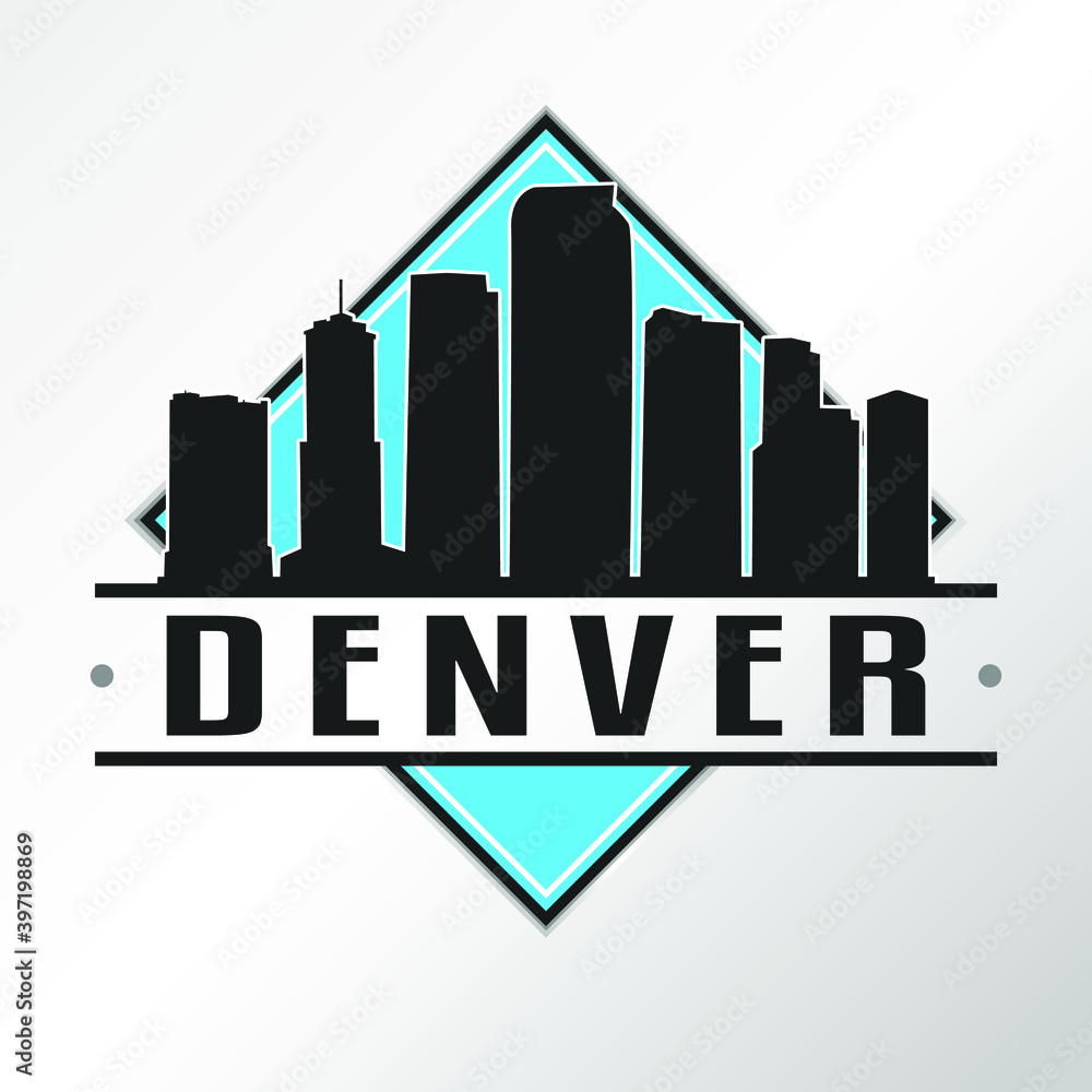 Denver Colorado Skyline Logo. Adventure Landscape Design. Vector ...