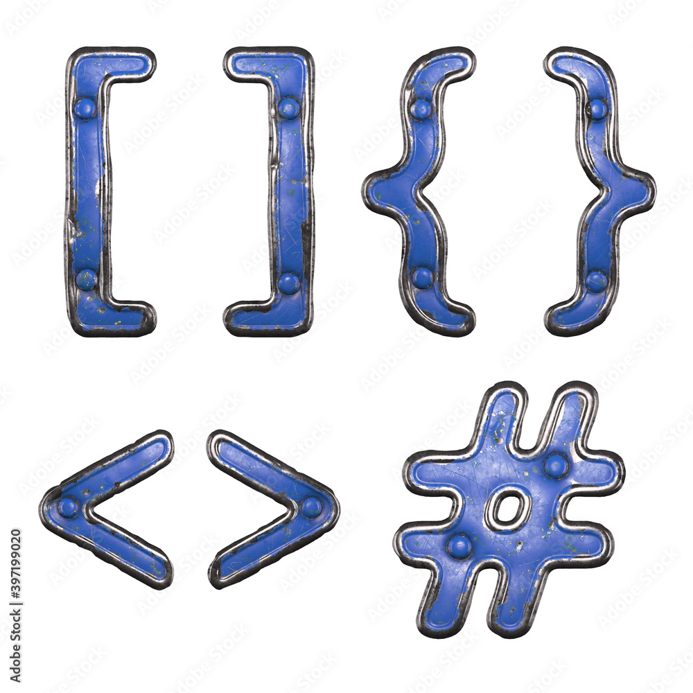 Set of symbols left and right squere bracket, left and right brace ...