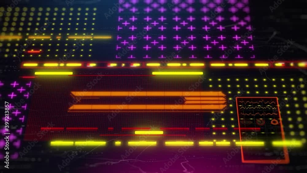 Cyberpunk hud background animation. Futuristic computer screen ...