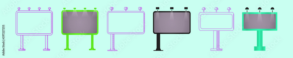 set of hoarding cartoon icon design template with various models ...