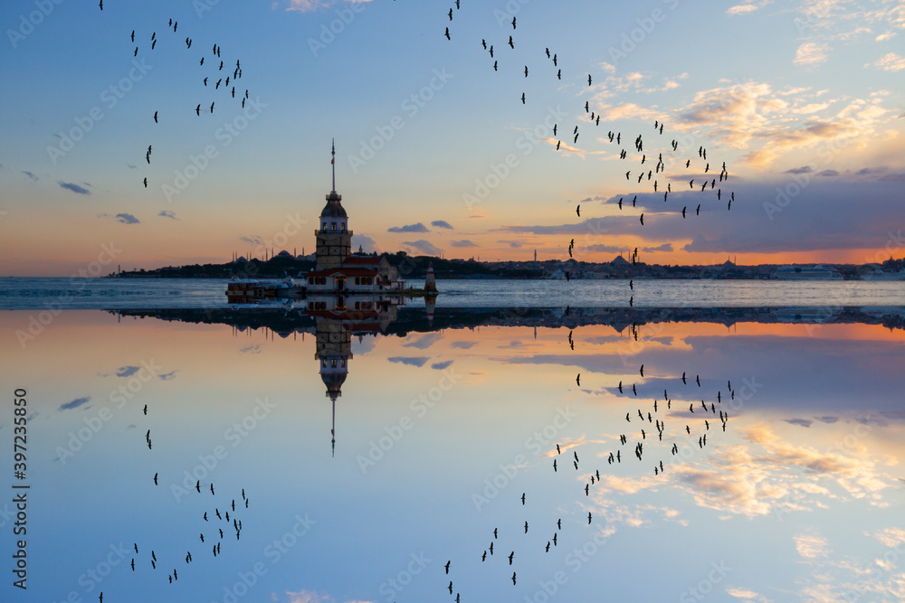 Istanbul, Bosphorus, Uskudar. Ancient lighthouse of the Ottoman period ...