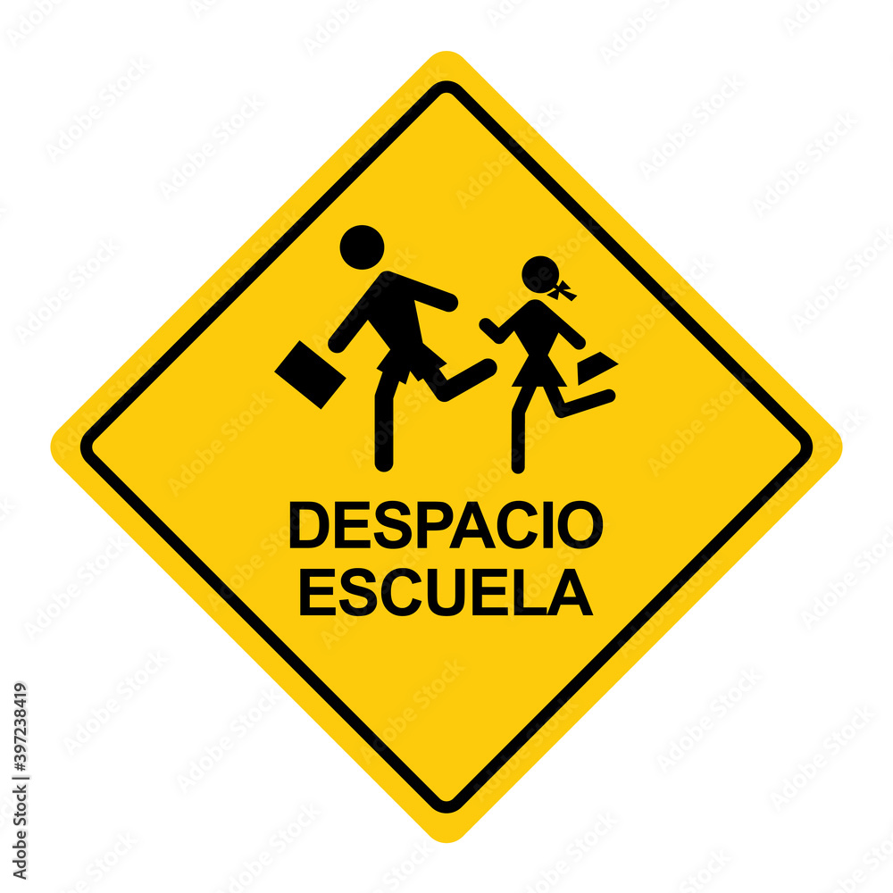 Despacio escuela señal tránsito español Stock Vector | Adobe Stock