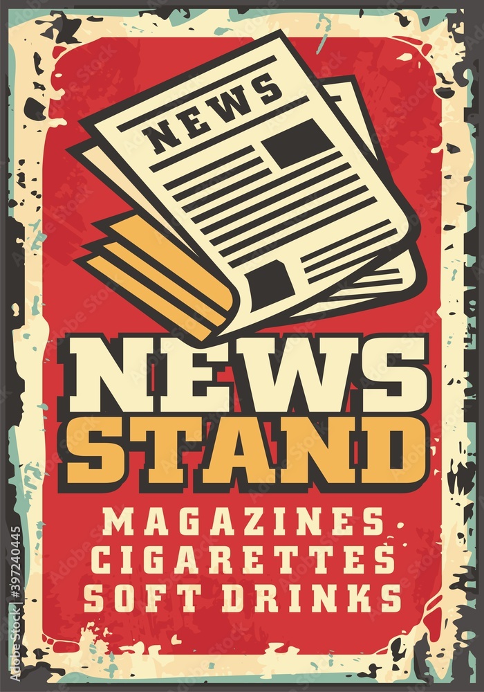 News stand commercial sign or billboard graphic design concept. Poster ...