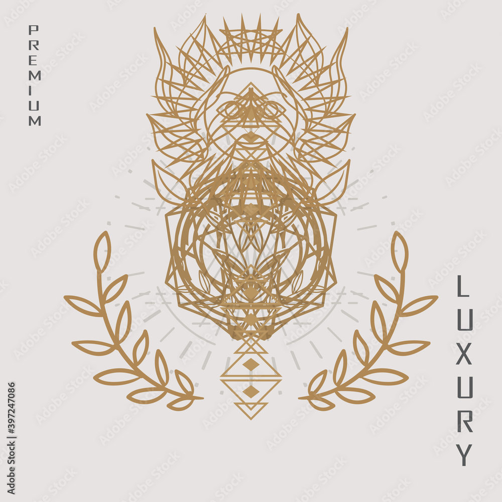 occult ethnic logos, amalgamation of sun gods, ornaments, and nature ...