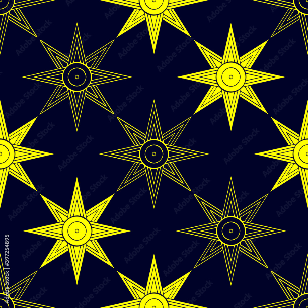 Seamless vector pattern with ancient Sumerian symbol Star of Ishtar for ...
