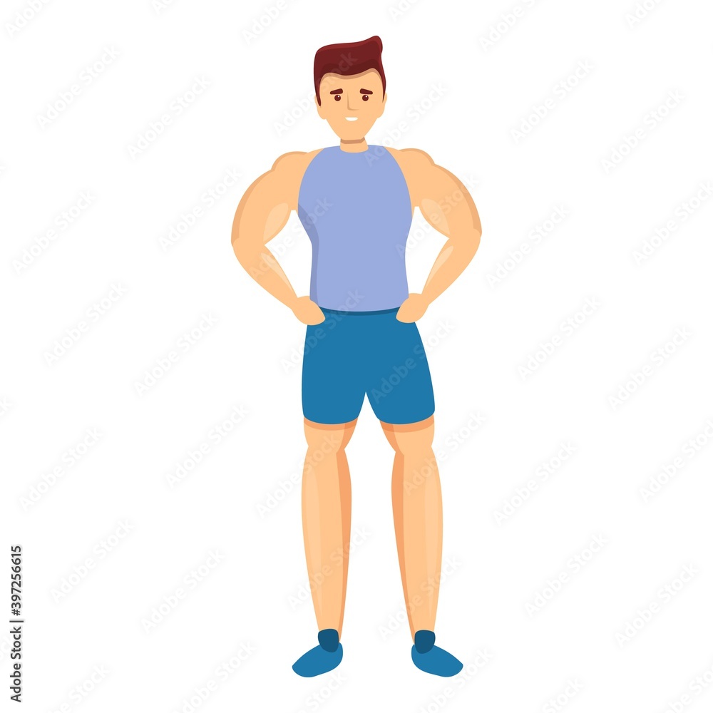 Bodybuilder gym boy icon. Cartoon of bodybuilder gym boy vector icon ...