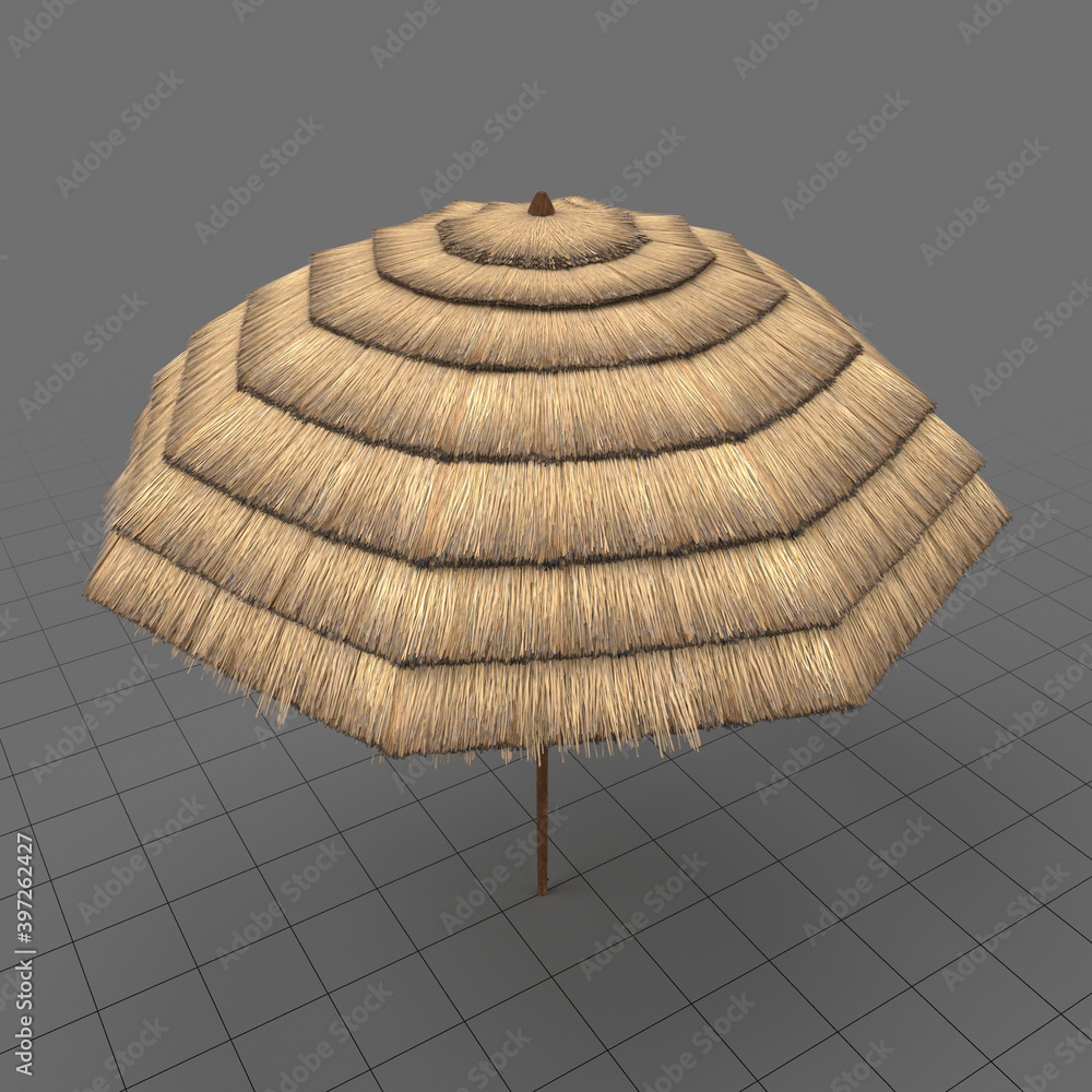 Straw beach umbrella Stock 3D asset | Adobe Stock
