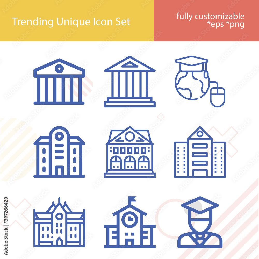 Simple set of harvard related lineal icons. Stock Vector | Adobe Stock