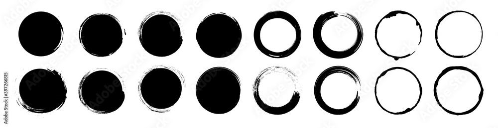 Circle brush strokes, hand drawn paint brush circle frame Stock Vector ...