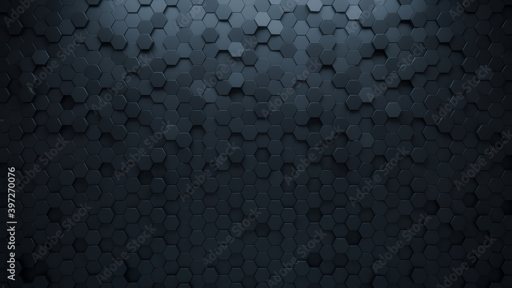 Futuristic High Tech Dark Background With A Hexagonal Cellular Structure Wall Texture With A