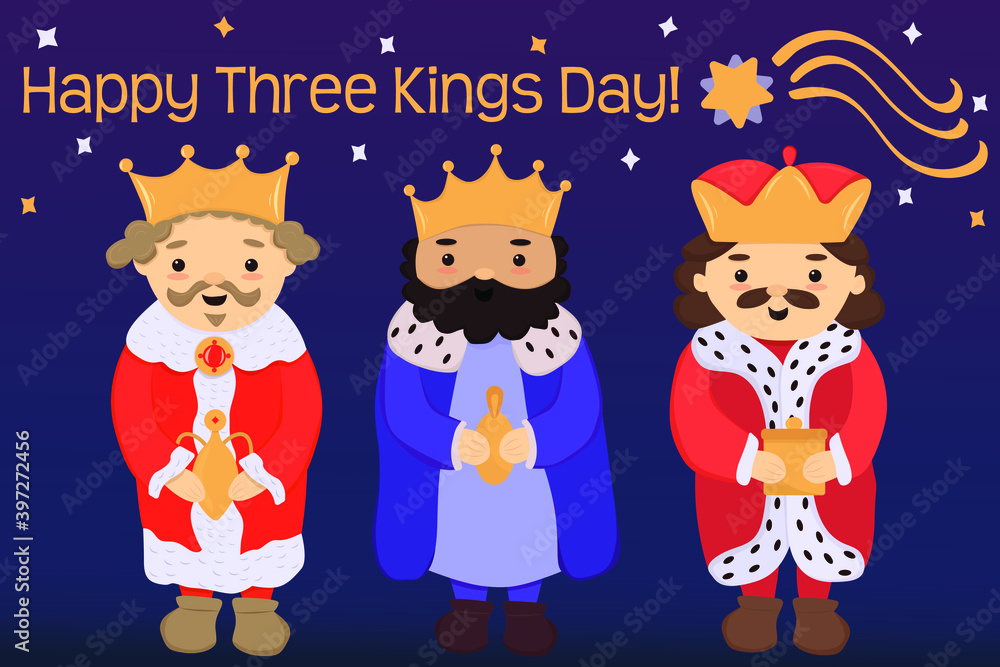 cute cartoon Three Kings prince character with the beard and crown ...