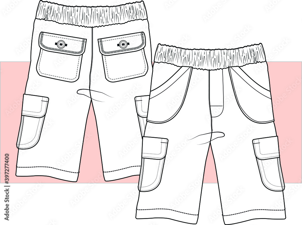 baby pants flat sketch. Kid's Fashion Flat Sketch. vector illustration ...