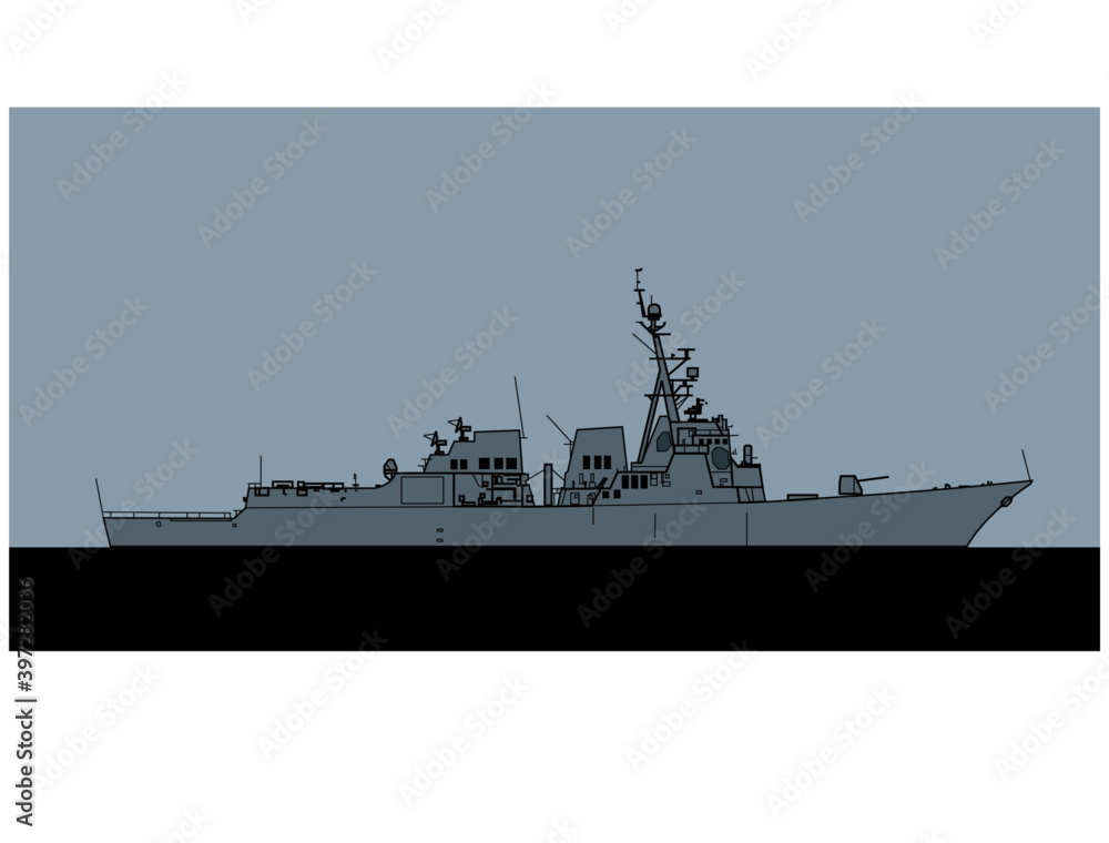 Poster US Navy Arleigh Burke-class Flight II guided missile destroyer ...