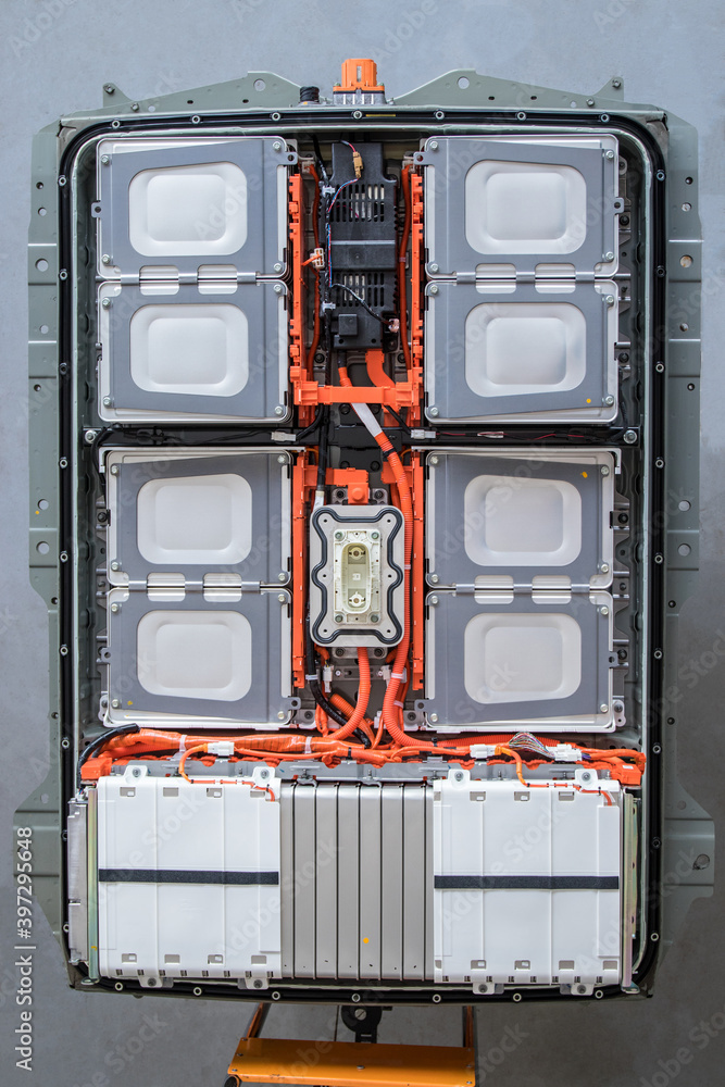 Top view of lithium ion battery of an electric vehicle Stock Photo ...