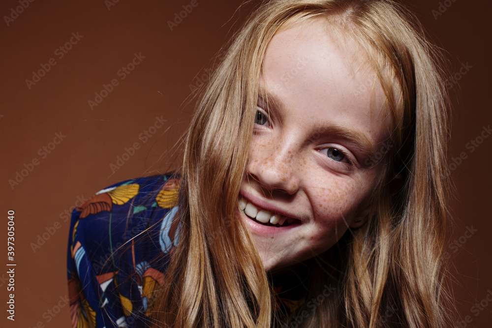 Studio portrait of a beautiful teen-girl. Stock Photo | Adobe Stock