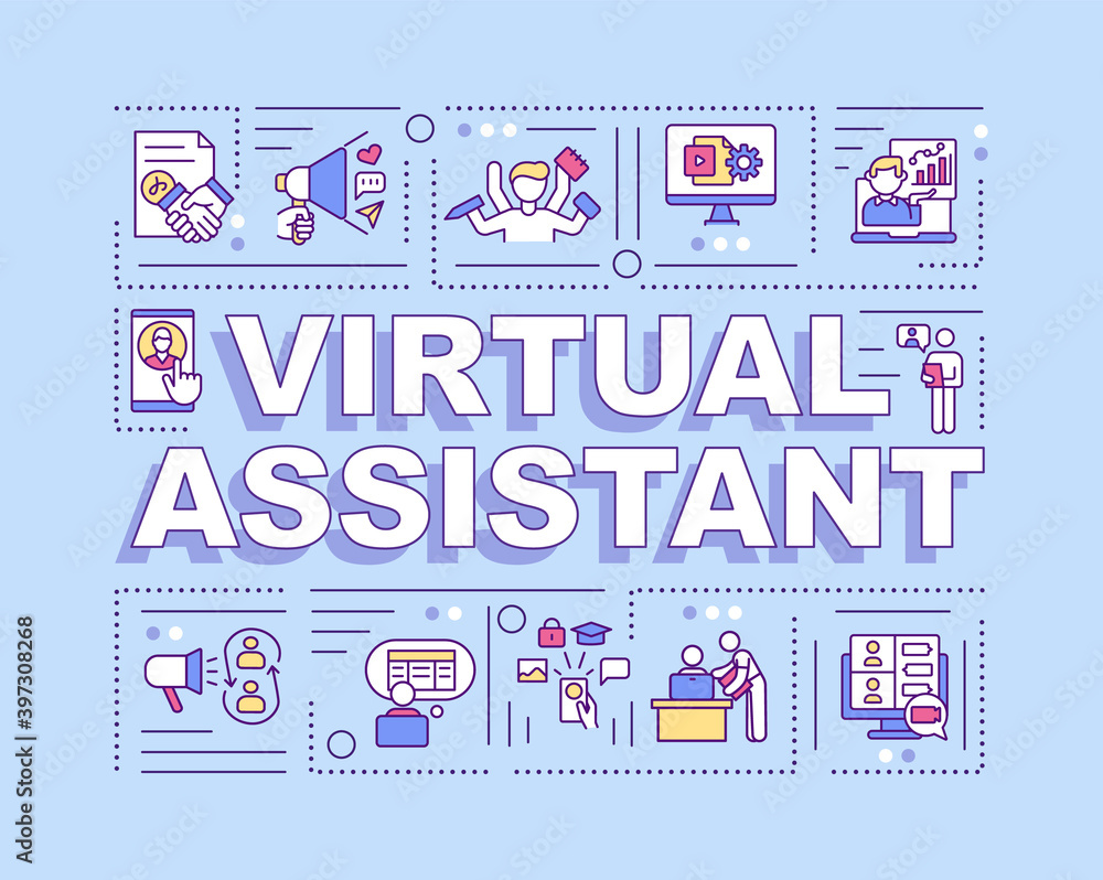 Virtual assistant word concepts banner. Independent contractor ...
