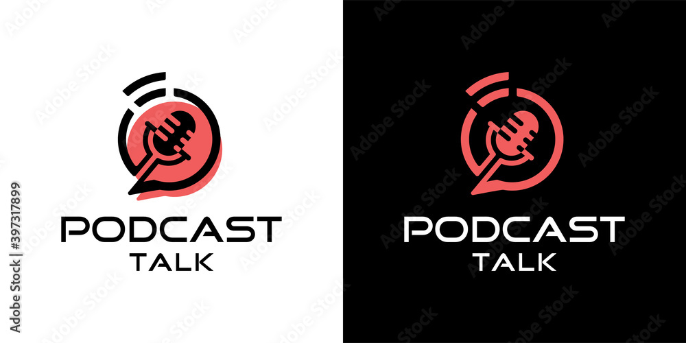 Podcast talk sign logo icon design inspiration template Stock Vector ...
