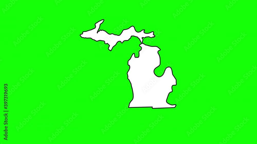 Michigan State of USA with pointer in capital city Lansing. Animated ...