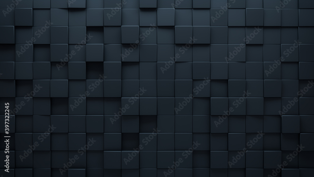 Futuristic, High Tech, dark background, with a square block structure ...