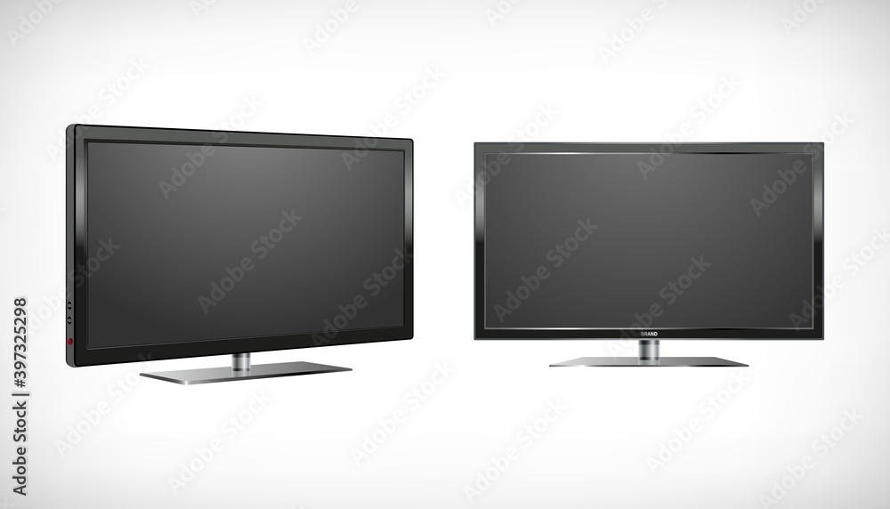 Home electrical appliances set. Realistic Led TV image. LCD wide screen ...