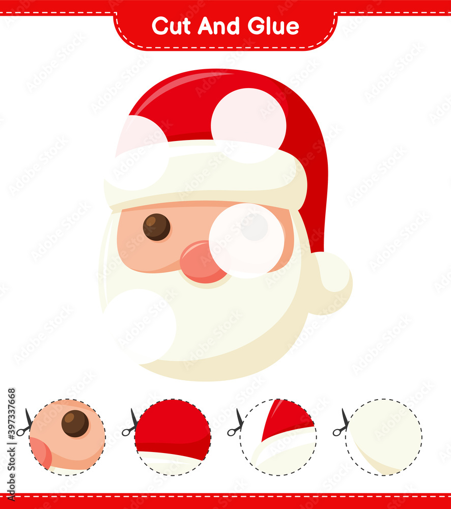 Cut and glue, cut parts of Santa Claus and glue them. Educational ...