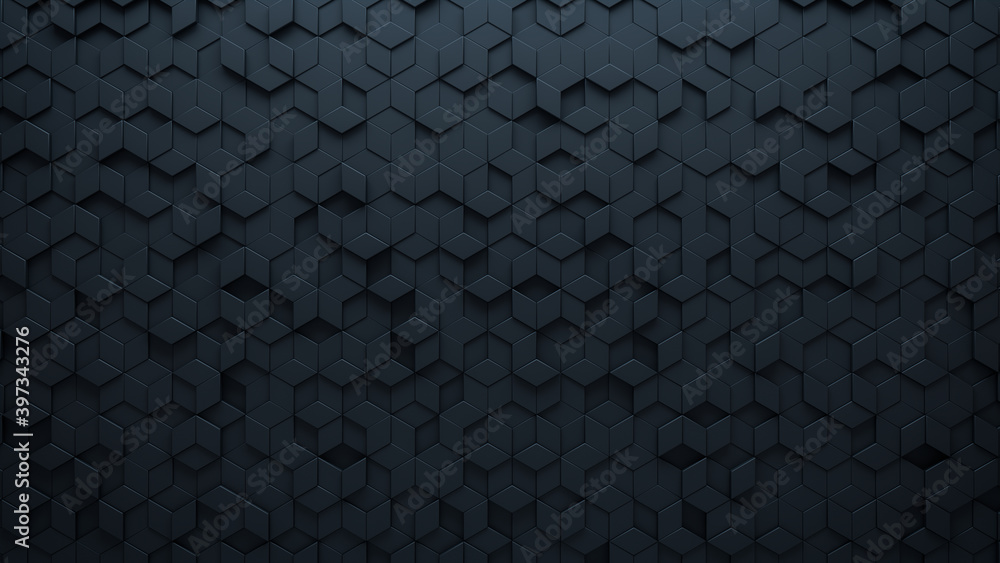 Futuristic, High Tech, dark background, with a diamond shape block ...