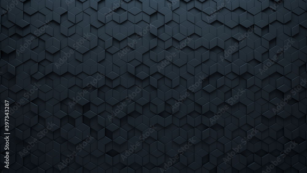 Futuristic, High Tech, dark background, with a diamond shape block ...