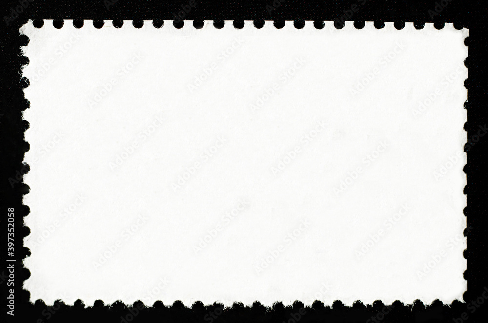 Blank postage stamp template. White on black. Stock Photo | Adobe Stock