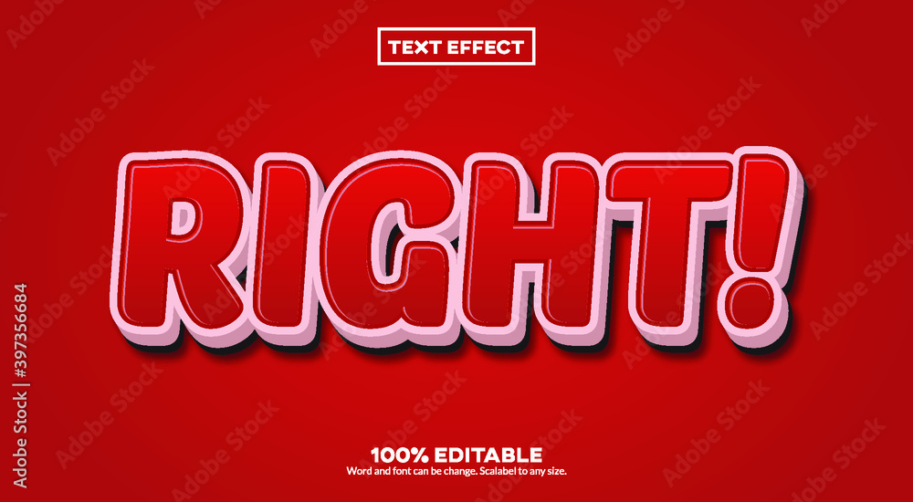 Right 3D Text Effect Stock Vector | Adobe Stock