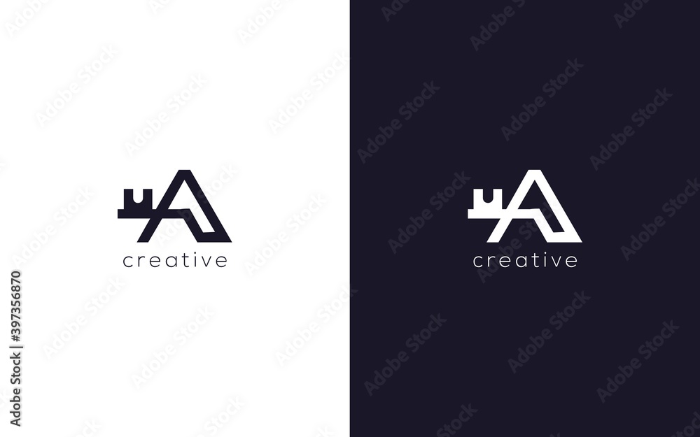 Simple letter A with key logotype, creative vector based icon template ...