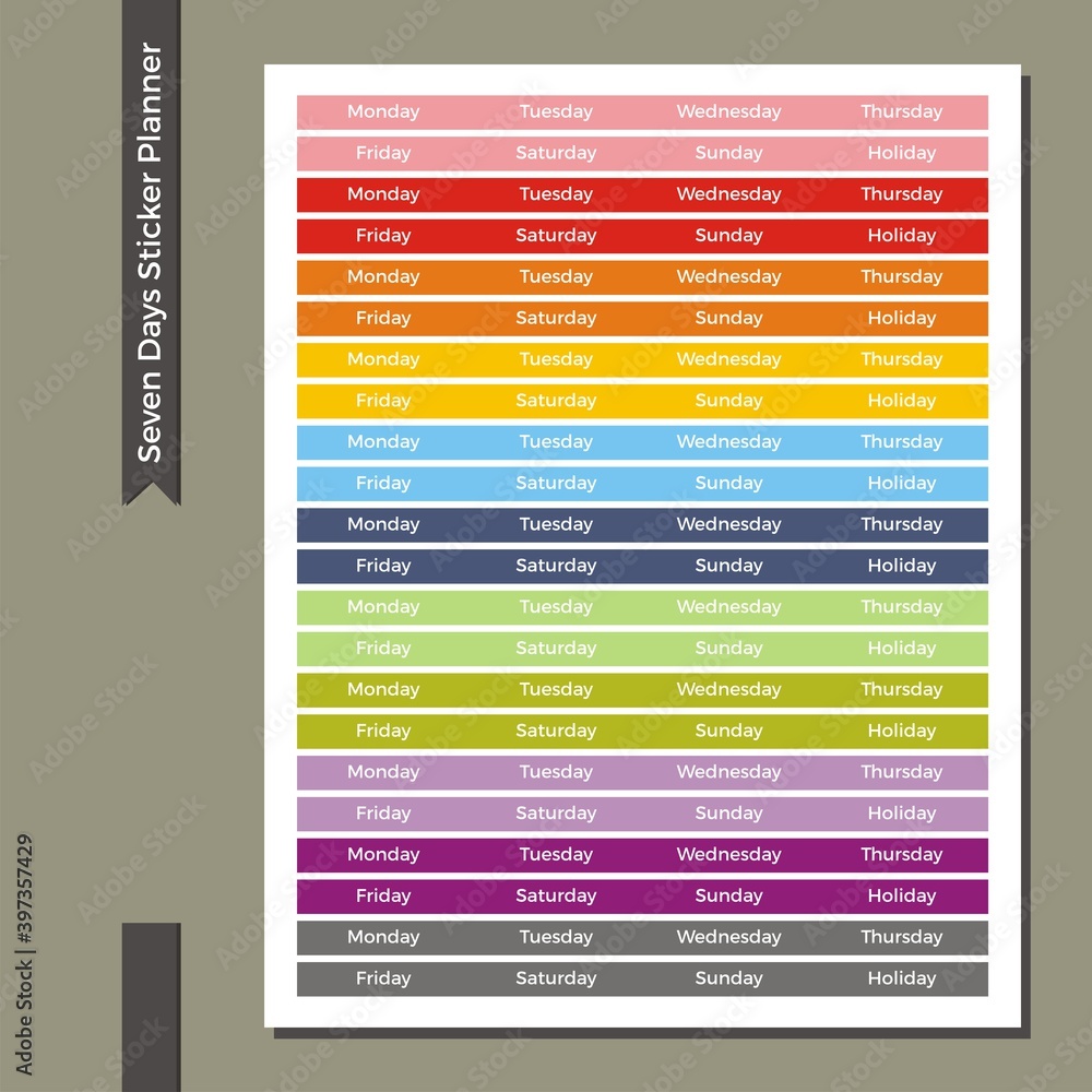 the names of the days, days of week sticker labels Stock Vector | Adobe ...