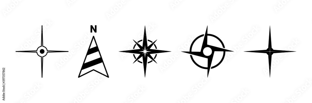 Map direction symbol. North arrows vector set. Stock Vector | Adobe Stock