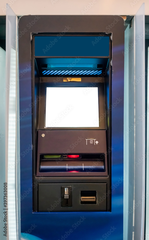 ATM machine. The station automatic machines. Front view of payment ...