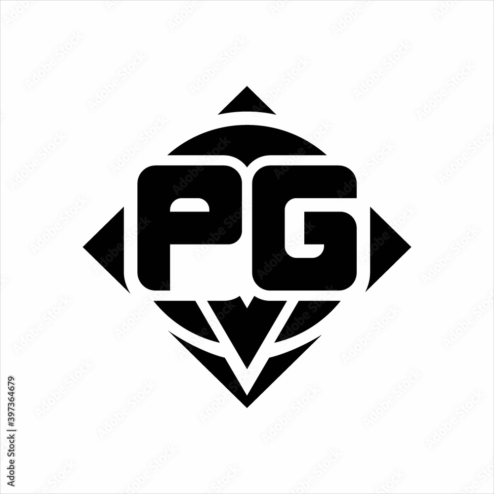 PG Logo monogram with circle shape and square rotate rounded design ...