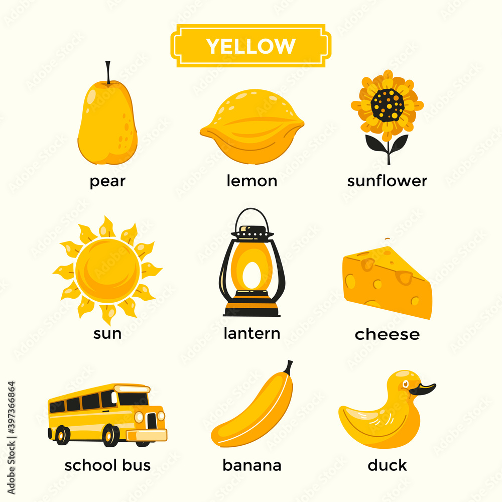 Flashcards for learning colors and vocabulary set Stock Vector | Adobe ...