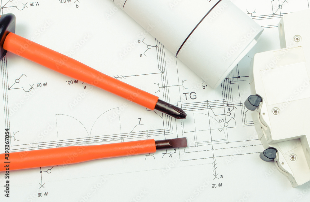 Electrical diagrams, electric fuse and work tools. Drawings for ...