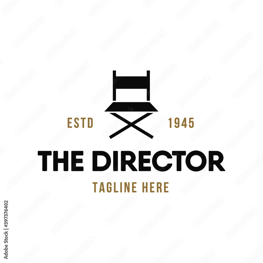 Director`s chair logo design. Symbol of the film production industry ...