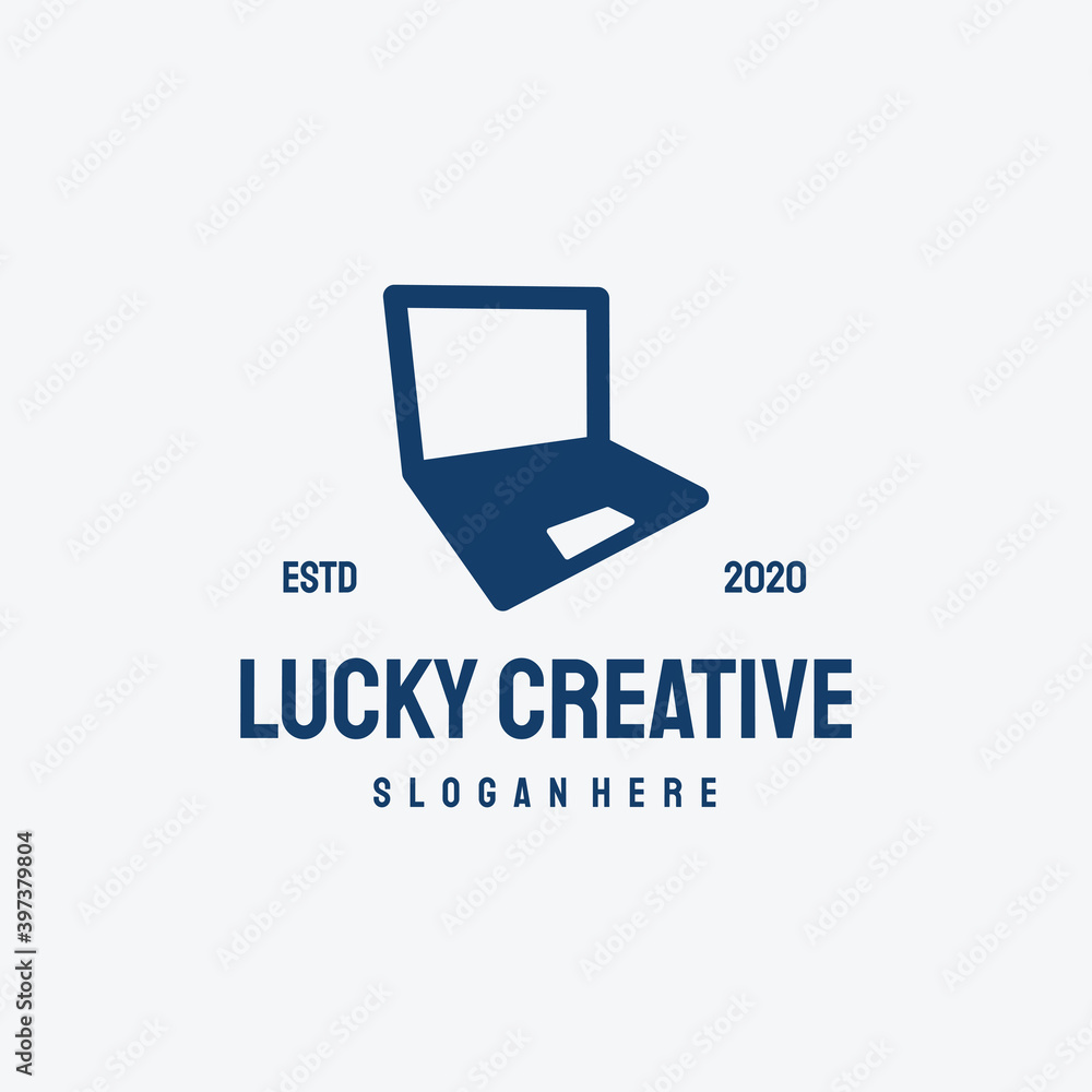 simple Laptop logo retro vintage vector template, Technology logo Stock ...