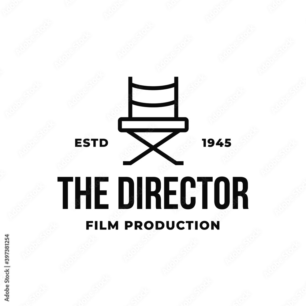 Director`s chair logo design. Symbol of the film production industry ...