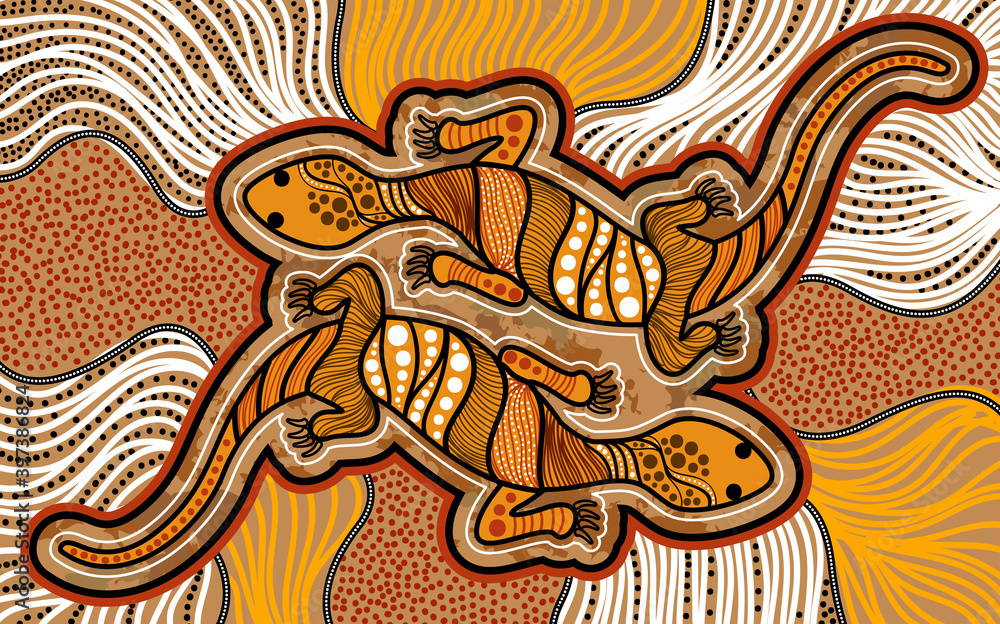 Aboriginal lizard painting Stock Vector | Adobe Stock