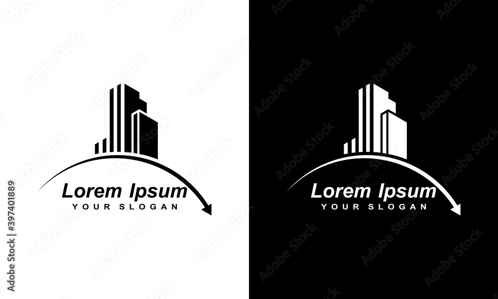 Vector logo concept for A line art icon logo of a building/ slyline ...