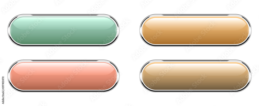 Shiny buttons set, glossy isolated icons with metallic chrome elements ...