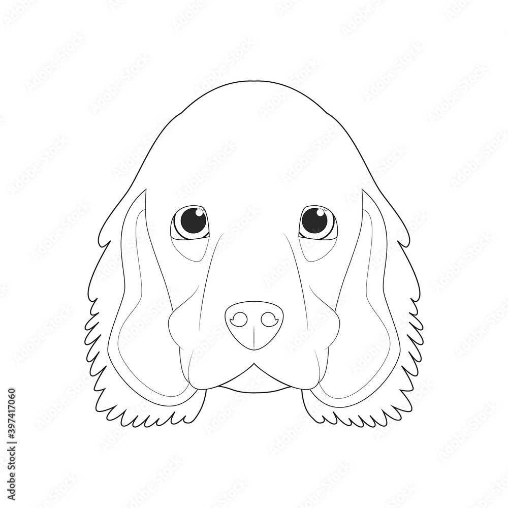 Cocker Spaniel dog easy coloring cartoon vector illustration. Isolated ...