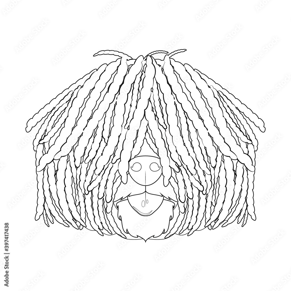 Puli dog easy coloring cartoon vector illustration. Isolated on white ...