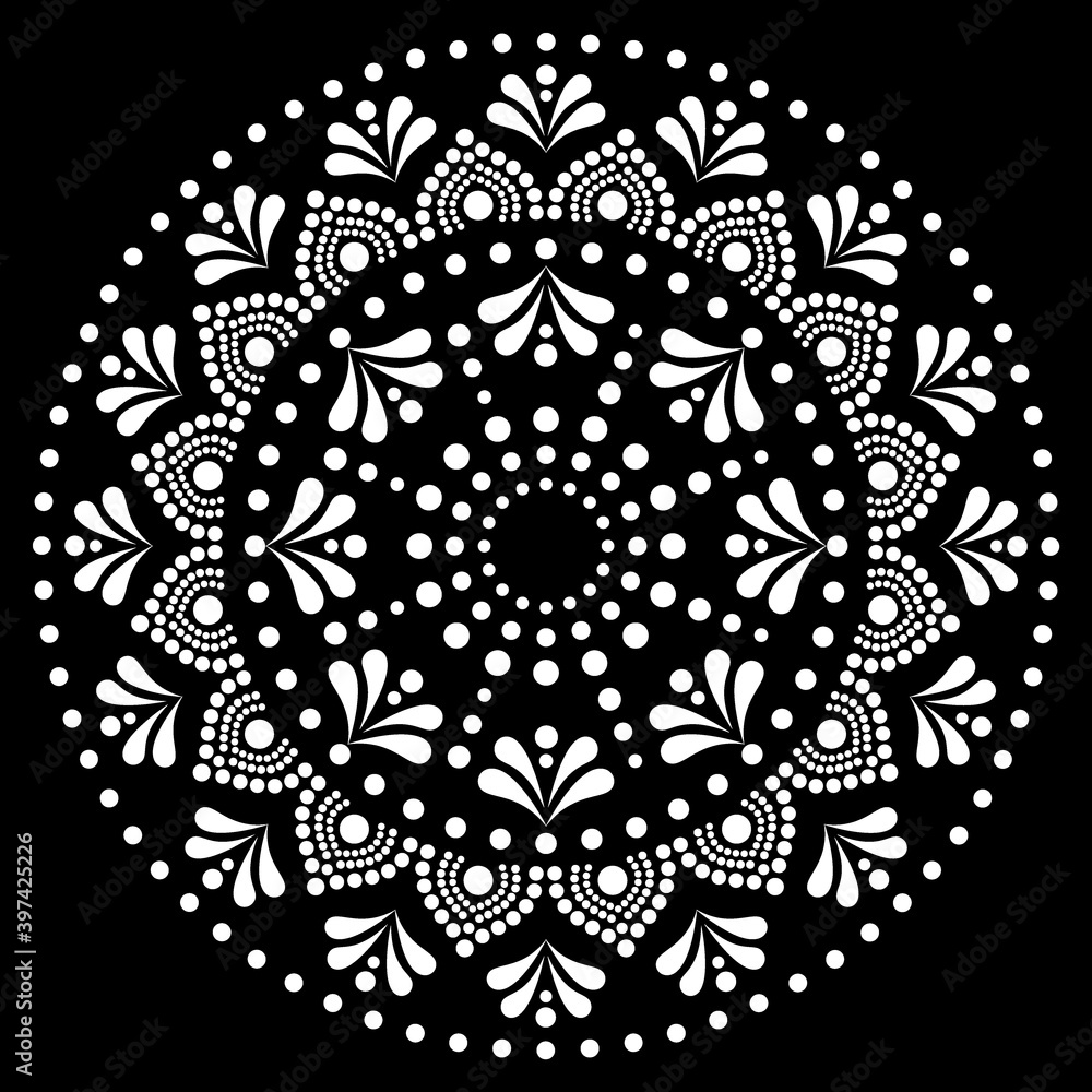 Mandala dot painting vector design, Aboriginal dot art style ...