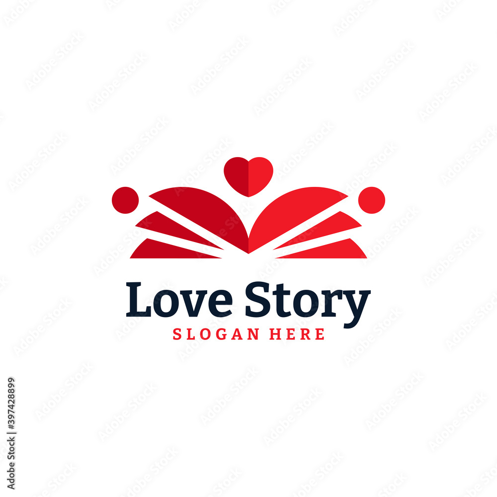 Story Book Logo Design Template. Couple logo. Vector illustration Stock ...