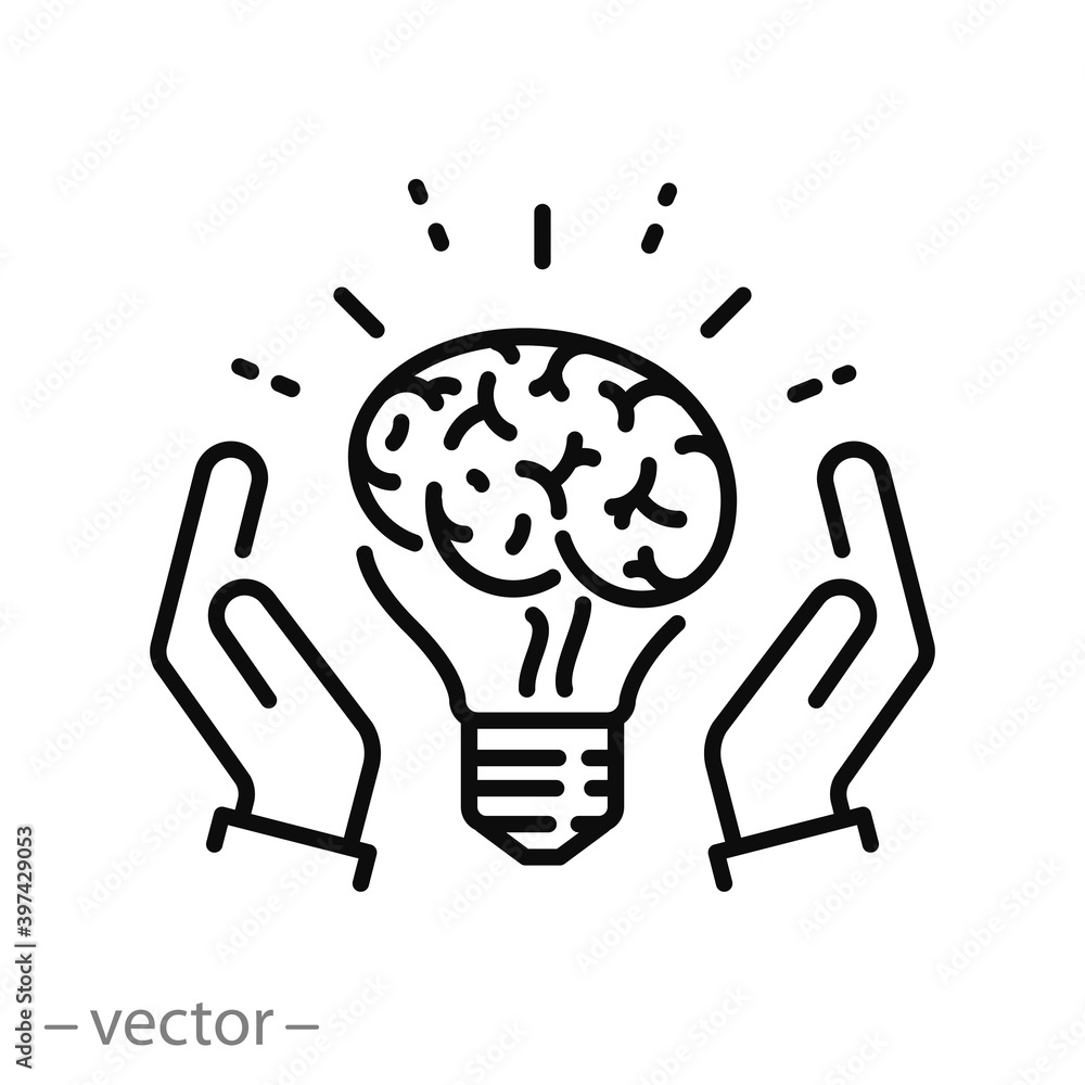 protect intellectual property, icon, safe idea and memory brain ...