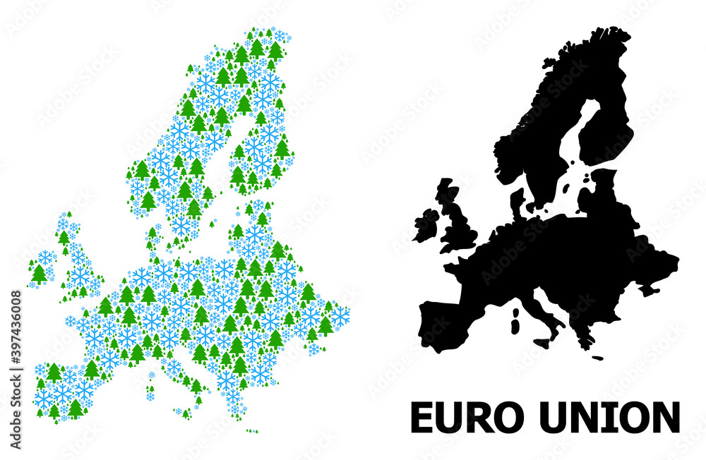 Vector mosaic map of Euro Union created for New Year, Christmas, and ...
