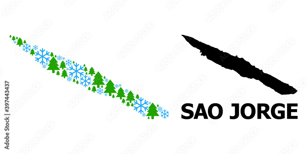 Vector mosaic map of Sao Jorge Island done for New Year, Christmas, and ...